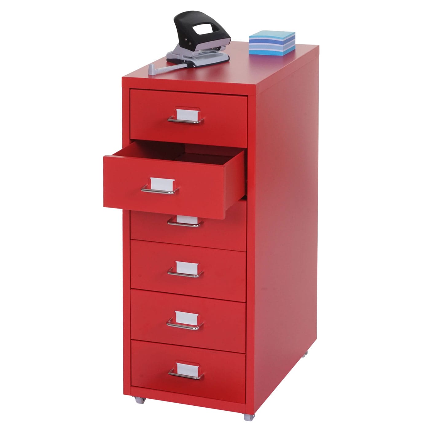 Rollcontainer Boston 6 Schubladen Stahlschrank 69x28x44cm ~ rot - jamb ...