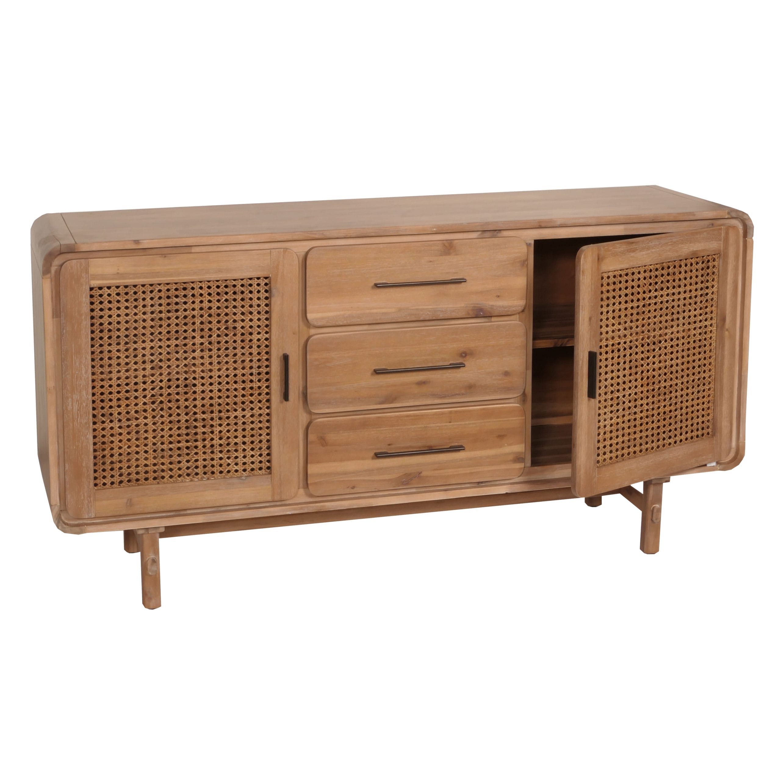 Sideboard Highboard Rattan Akazie Massivholz 83x160x45cm - jamb ...